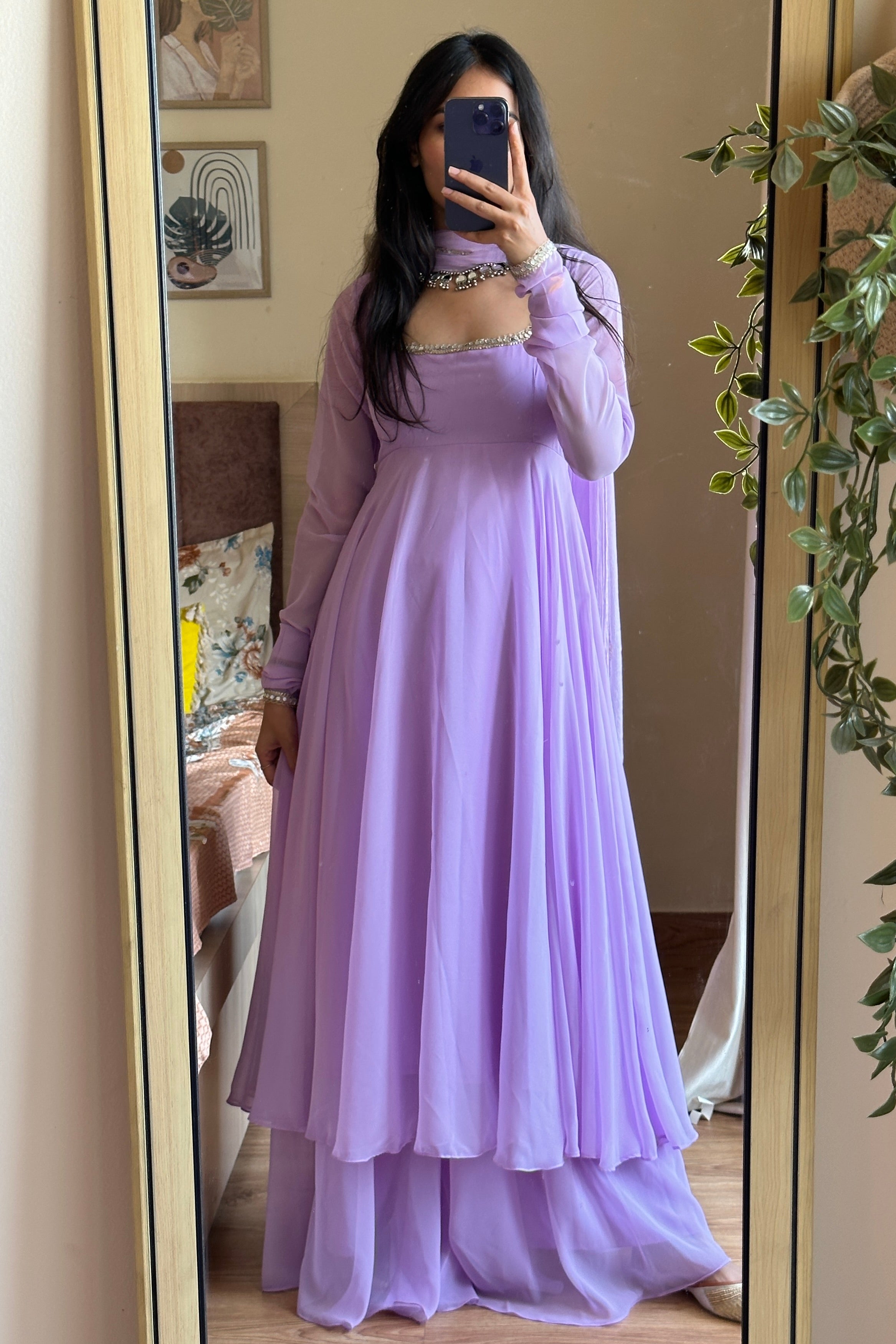 Lavender Georgette Anarkali Set – SuYu by Yukti